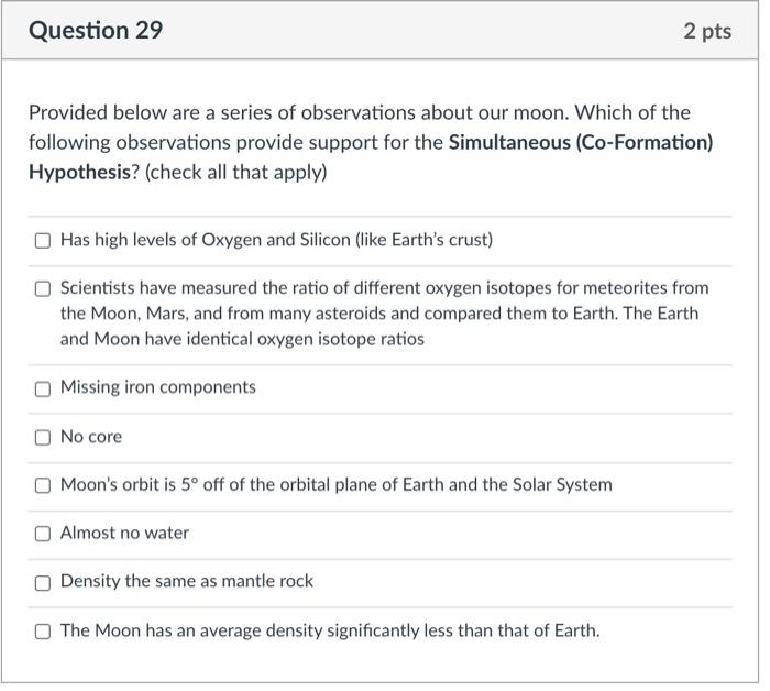 Solved Question 28 2 pts Provided below are a series of | Chegg.com