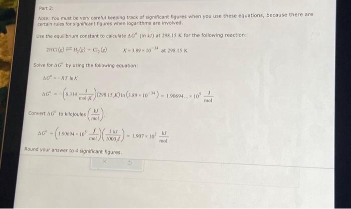 Solved Consider K and ΔG∘ for the following reactions. Note: | Chegg.com