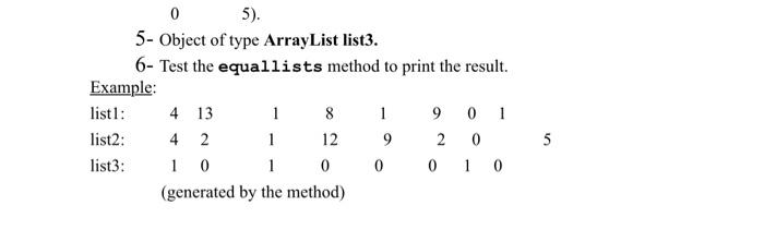 Solved Part #1: Write a method called equallists in a class | Chegg.com