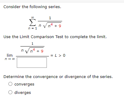 Solved Consider the following series.∑n=1∞1nn4+92Use the | Chegg.com