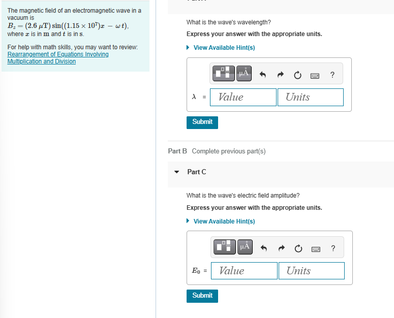 Solved The magnetic field of an ﻿electromagnetic wave | Chegg.com