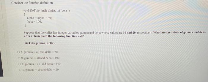 Solved Consider the function definition void DoThis int& | Chegg.com