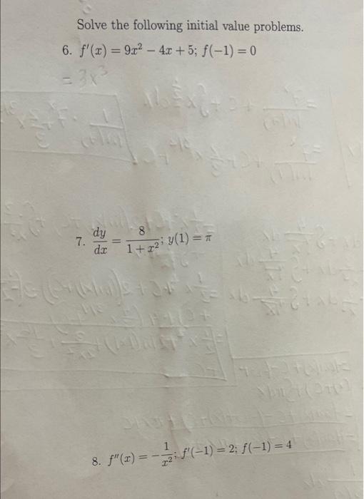 Solved Solve the following initial value problems. | Chegg.com