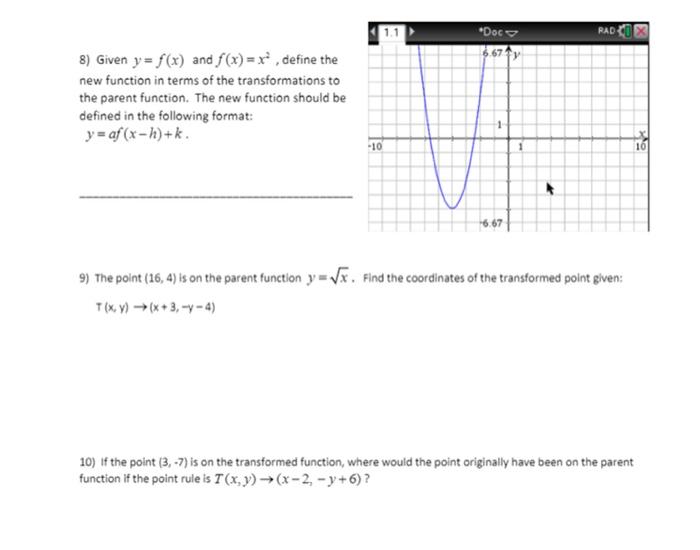 Solved 8) Given y=f(x) and f(x)=x2, define the new function | Chegg.com