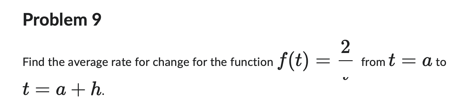 Solved Problem 9Find the average rate for change for the | Chegg.com Solved Problem 9Find the average rate for change for the | Chegg.com