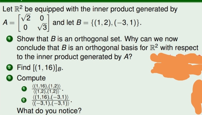 Solved Let R2 ﻿be equipped with the inner product generated | Chegg.com