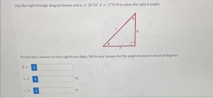Solved Use the right triangle diagram below and | Chegg.com