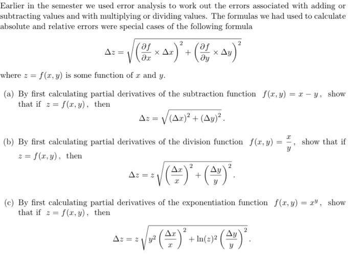 Solved Earlier in the semester we used error analysis to | Chegg.com