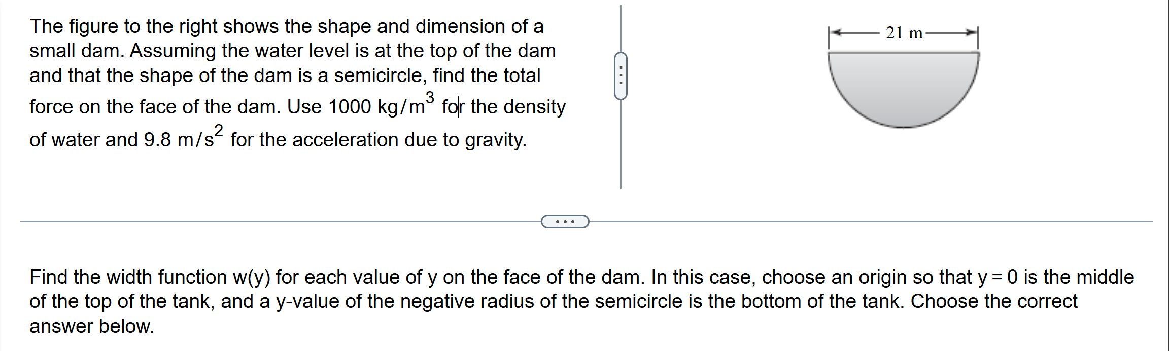 Solved Find the width function w(y) ﻿for each value of y ﻿on | Chegg.com