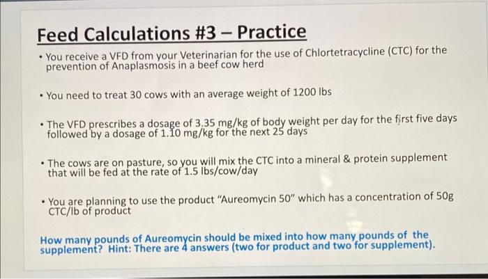 Solved Feed Calculations \#3 - Practice - You receive a VFD | Chegg.com