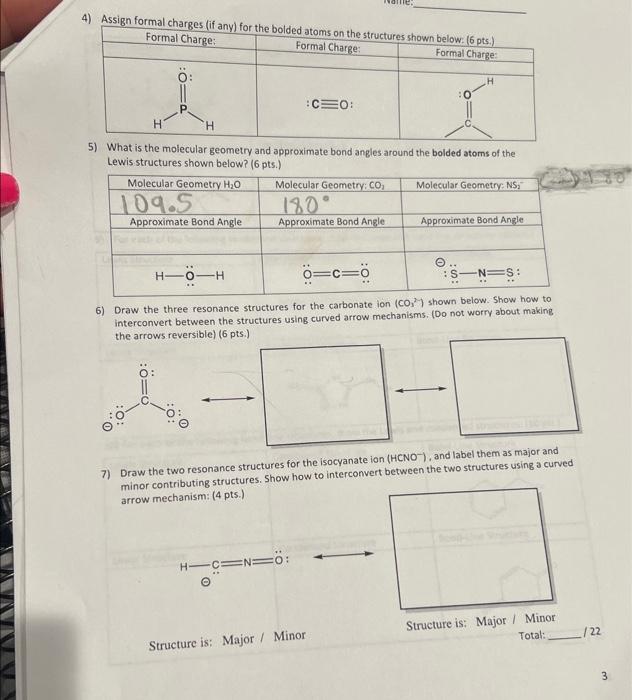 Solved Lewis structures shown below? (6 pts.) 6) Draw the | Chegg.com