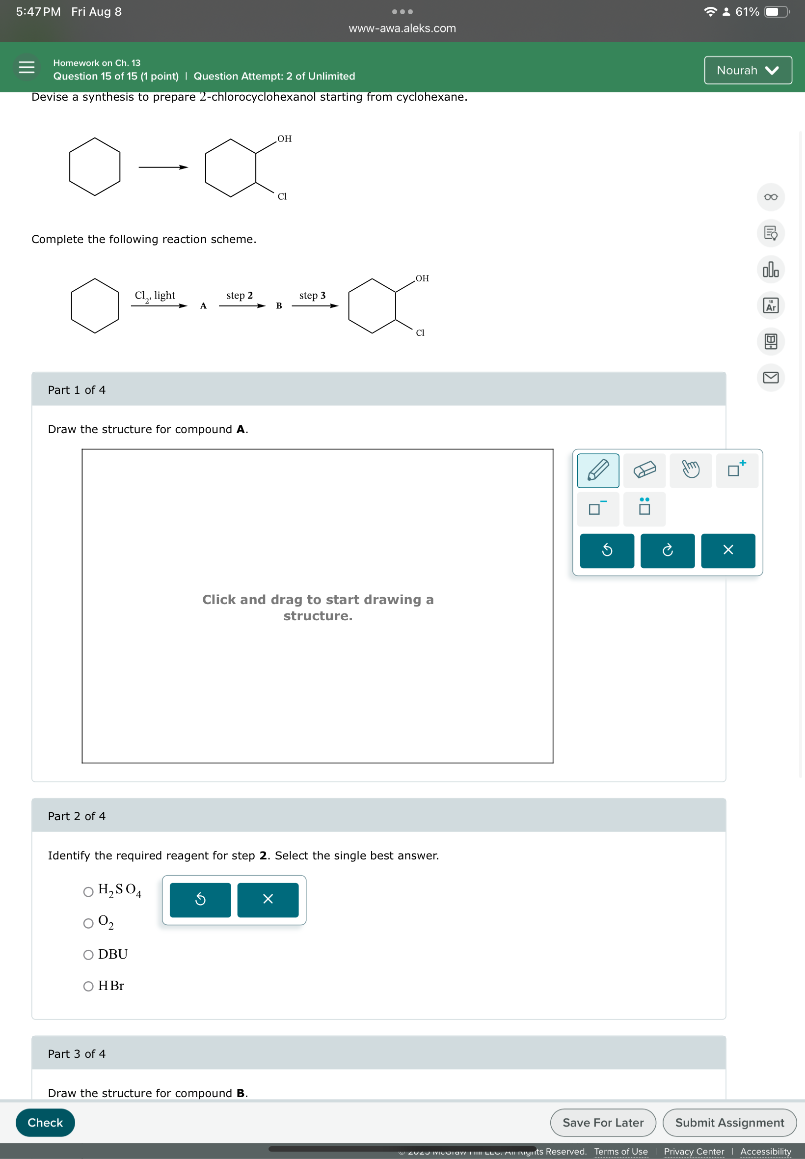 Solved Complete the following reaction scheme. Part 1 ﻿of 4 | Chegg.com