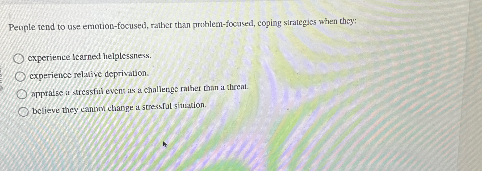 Solved People tend to use emotion-focused, rather than | Chegg.com