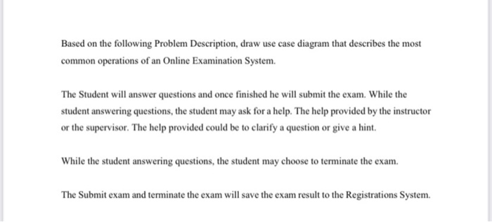 Solved Based on the following Problem Description, draw use | Chegg.com