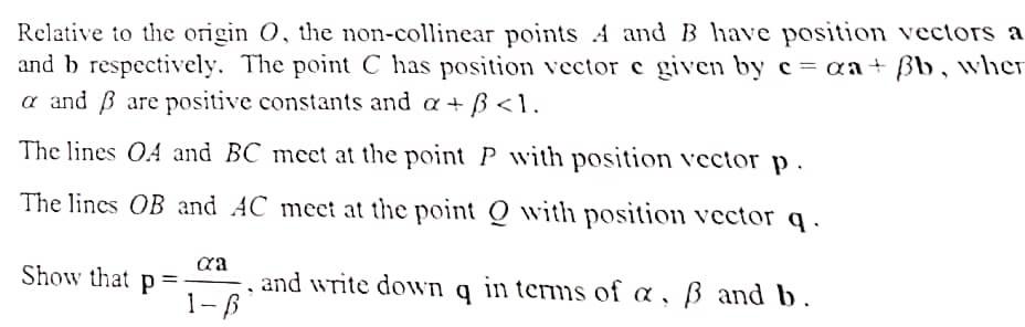 Solved Relative to the origin O, the non-collinear points A | Chegg.com