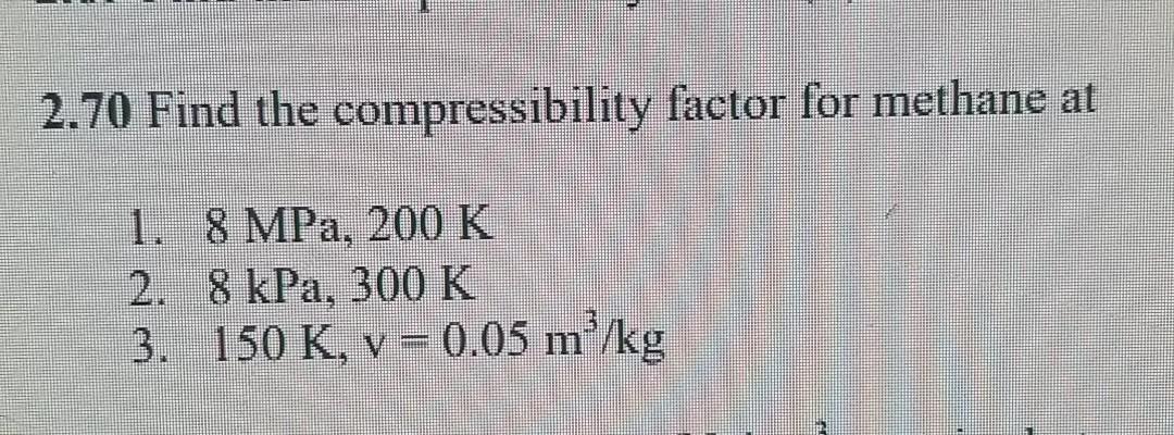 Solved 2.70 Find the compressibility factor for methane at | Chegg.com