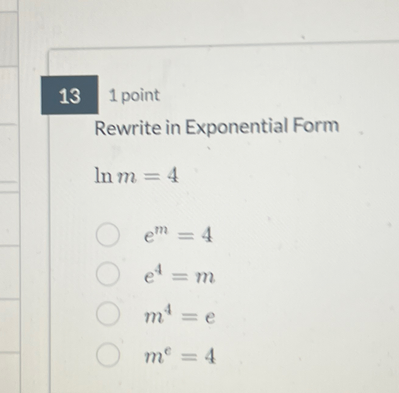 Solved 1 ﻿pointRewrite in Exponential | Chegg.com