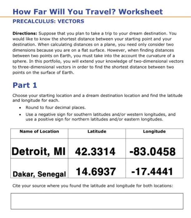 Solved How Far Will You Travel? Worksheet PRECALCULUS: | Chegg.com