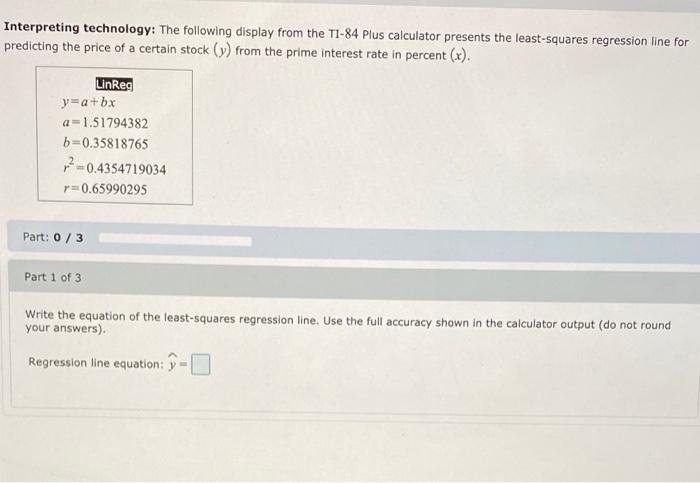 Solved Interpreting technology: The following display from | Chegg.com