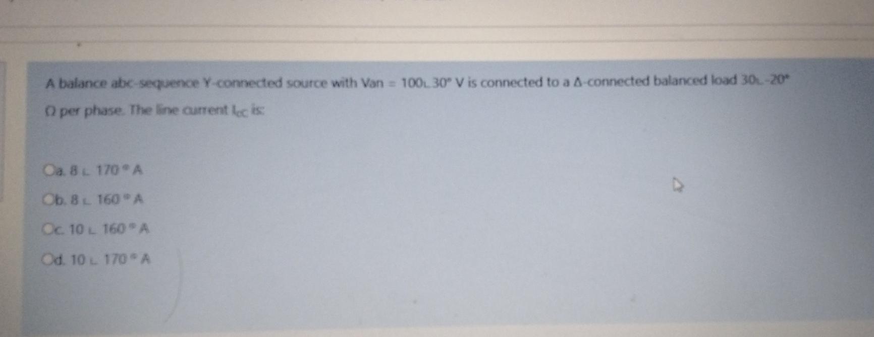 Solved A balance abc-sequence Y-connected source with Van = | Chegg.com