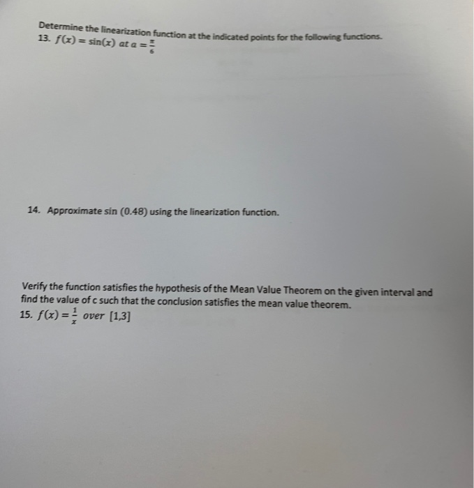 Solved Determine The Linearization Function At The Indicated