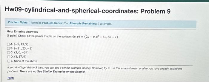 Solved Help Entering Answers (1 point) Check all the points | Chegg.com