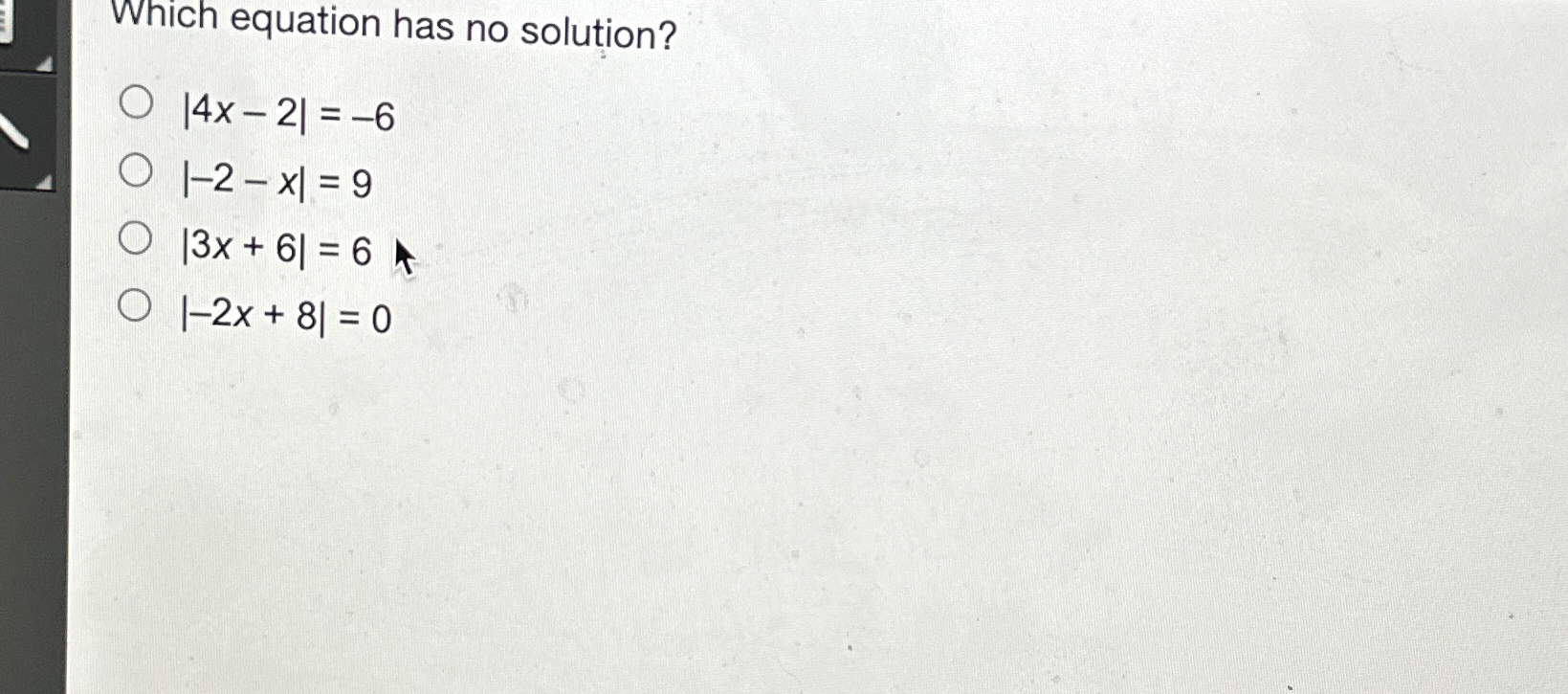 Solved Which equation has no | Chegg.com