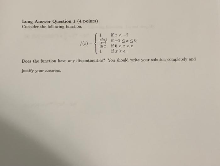 Solved Long Answer Question 1 (4 points) Consider the | Chegg.com