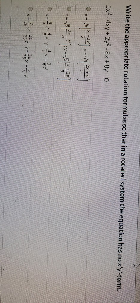 Solved Write the appropriate rotation formulas so that in a | Chegg.com