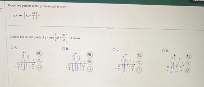 Solved Graph two periods of the given secant function. | Chegg.com