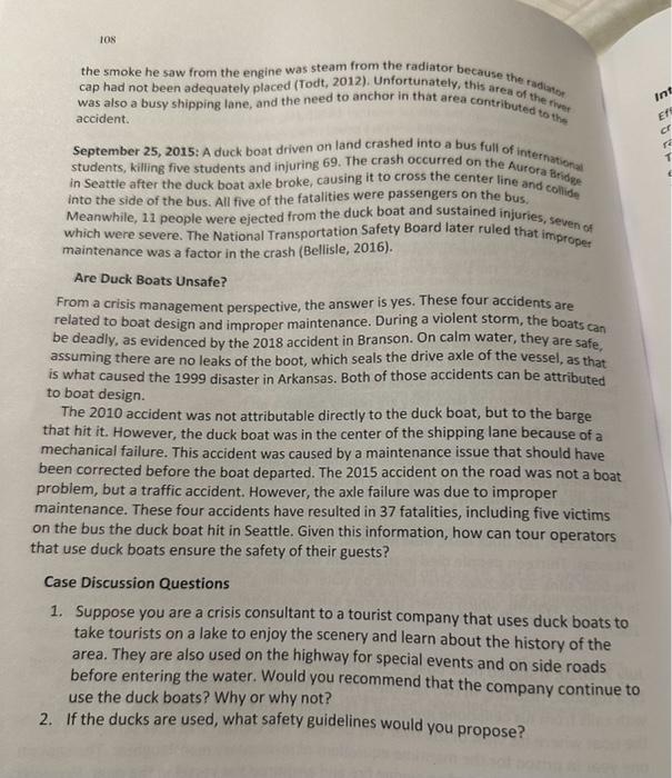 Solved Opening Chapter Case: Duck Boat Tragedy - Part 1 Duck | Chegg.com