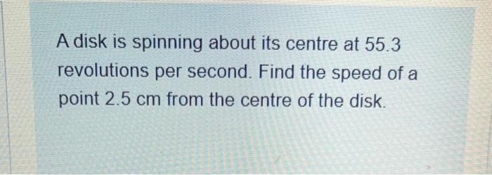 Solved A disk is spinning about its centre at 55.3 | Chegg.com