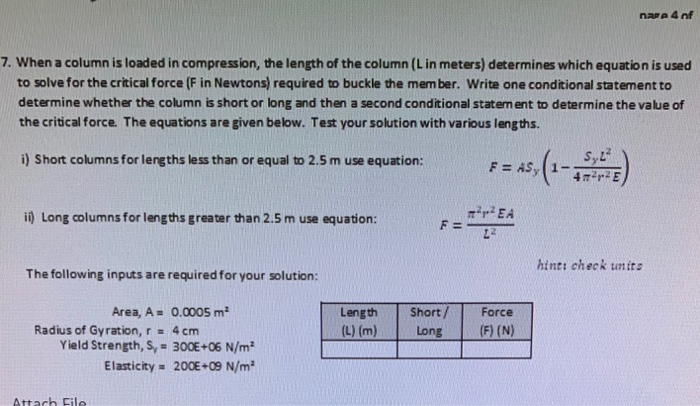 Solved na 4 nf 7. When a column is loaded in compression, | Chegg.com