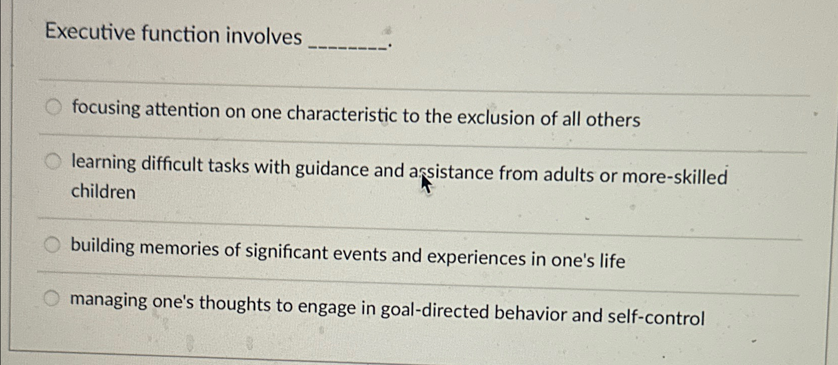 Solved Executive function involves q,focusing attention on | Chegg.com