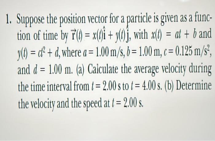 Solved Suppose the position vector for a particle is given | Chegg.com