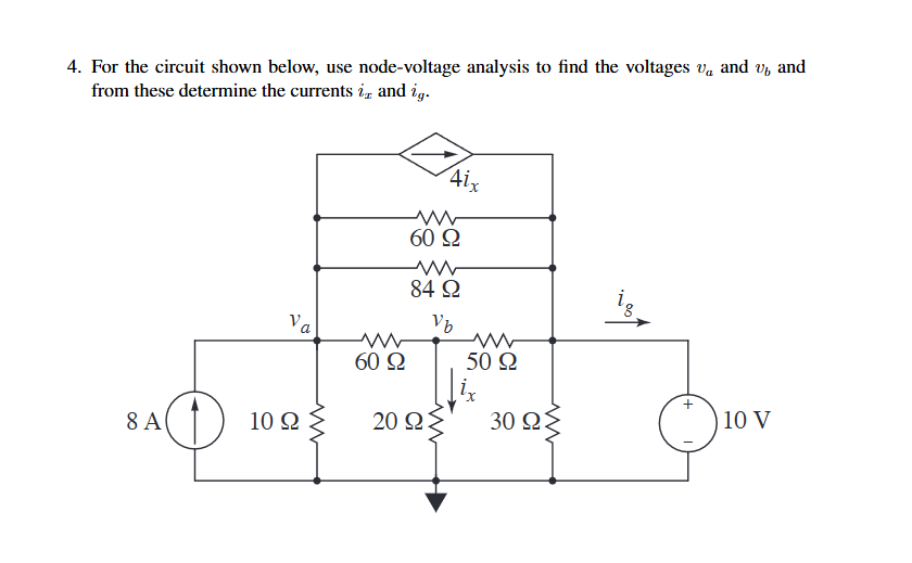 Solved For the circuit shown below, use node-voltage | Chegg.com