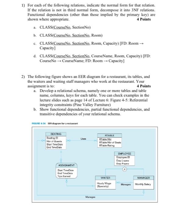 Solved 1) For each of the following relations, indicate the | Chegg.com