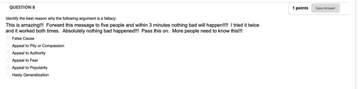 Solved Identify the best reason why the following argument | Chegg.com