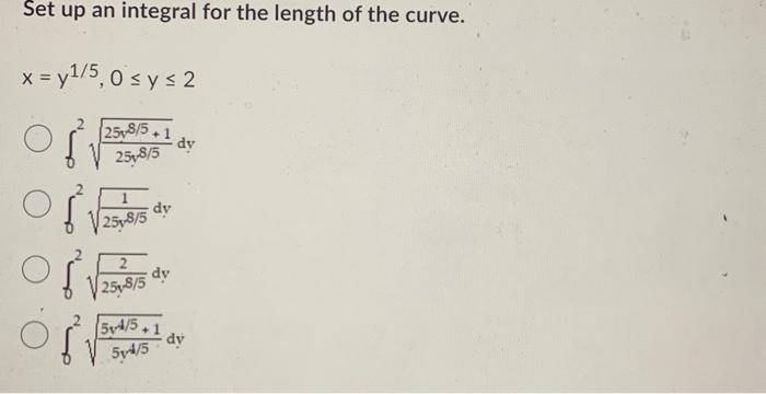 Solved Set up an integral for the length of the curve. | Chegg.com