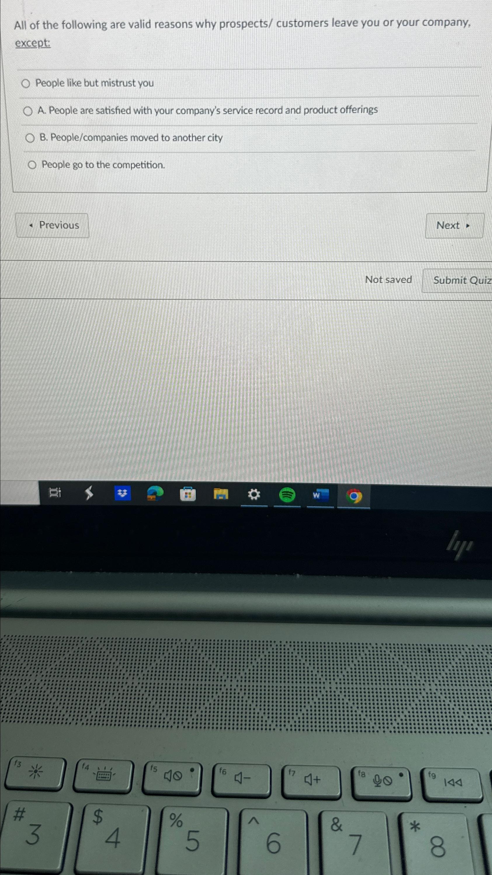 Solved All of the following are valid reasons why prospects/ | Chegg.com