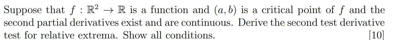 Solved Suppose that f:R2→R ﻿is a function and (a,b) ﻿is a | Chegg.com