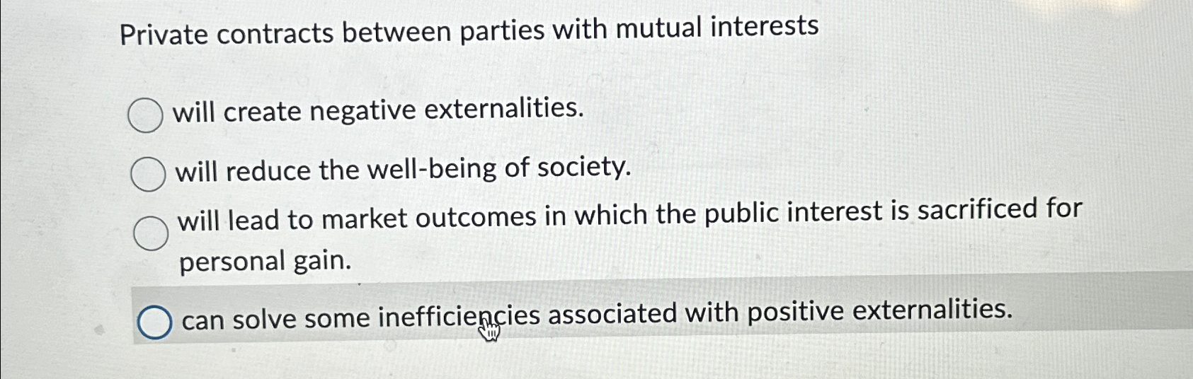 Solved Private contracts between parties with mutual | Chegg.com