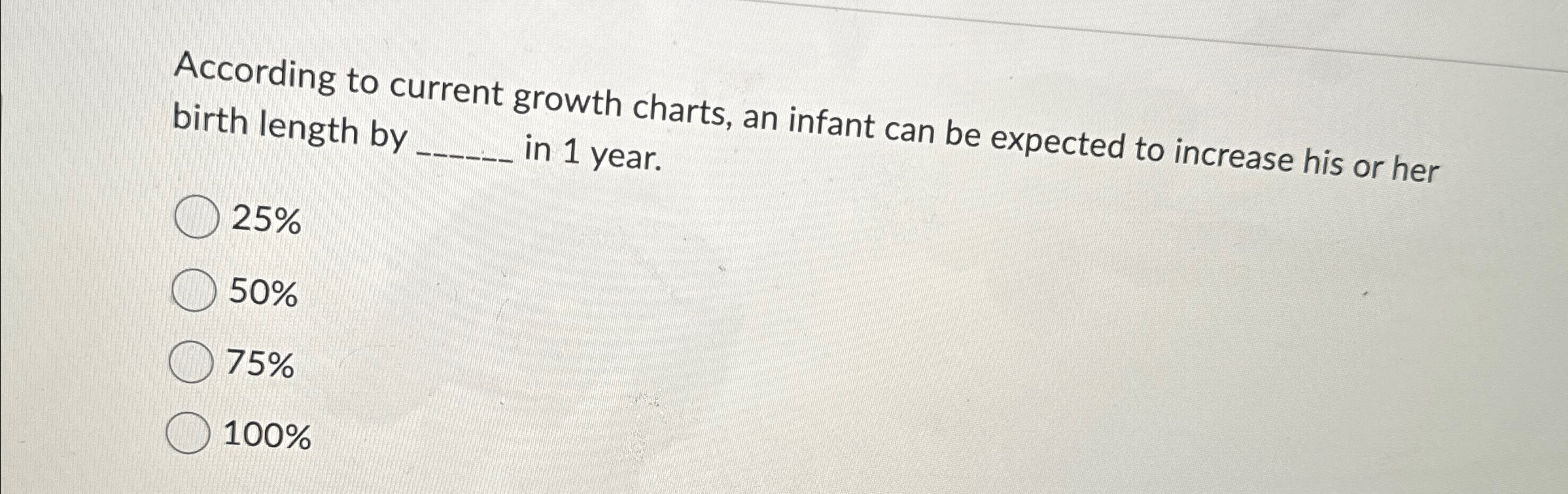 Solved According to current growth charts, an infant can be | Chegg.com