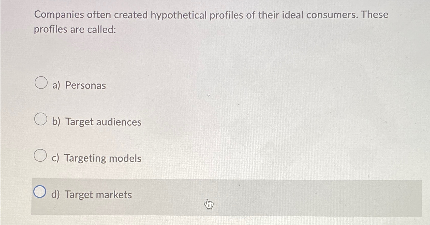 Solved Companies often created hypothetical profiles of | Chegg.com