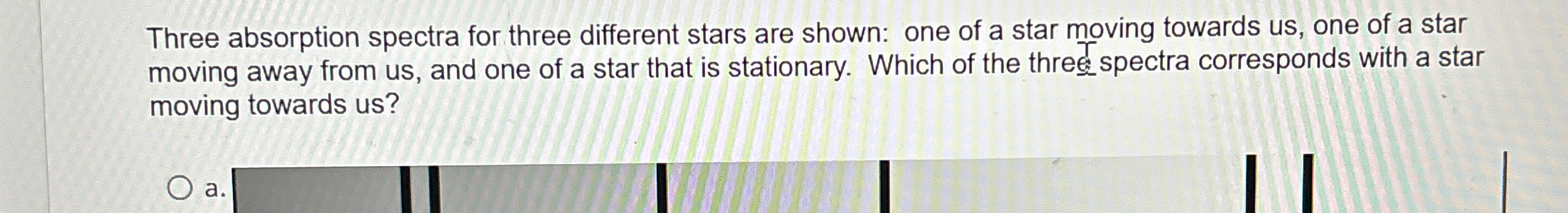 Solved Three absorption spectra for three different stars | Chegg.com