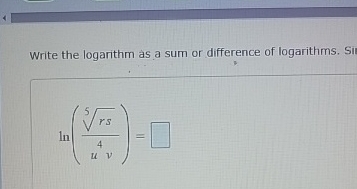 Solved Write the logarithm as a sum or difference of | Chegg.com