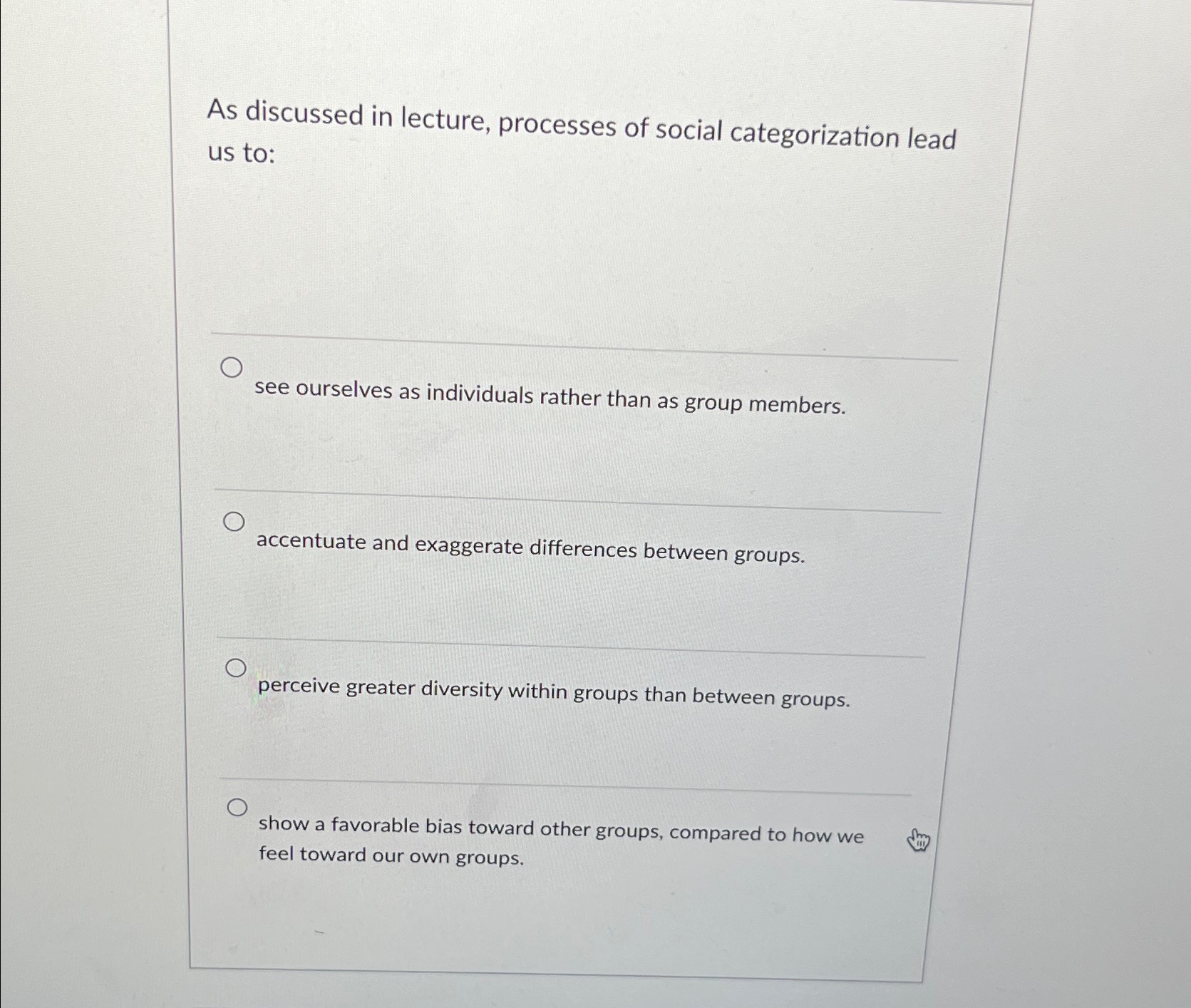 Solved As discussed in lecture, processes of social | Chegg.com