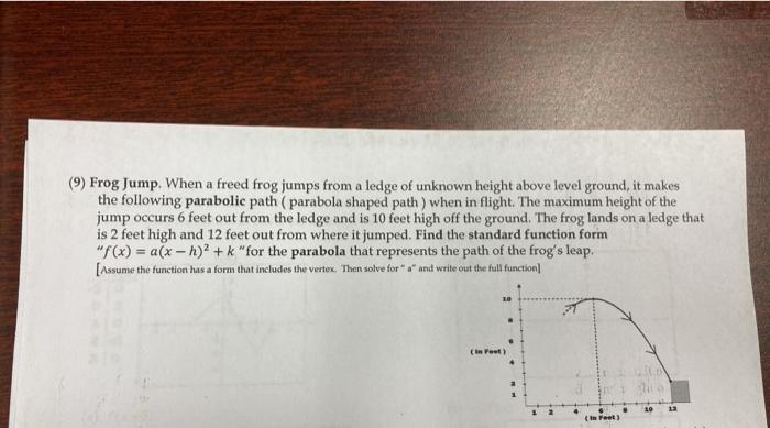 Solved (9) Frog Jump. When a freed frog jumps from a ledge | Chegg.com
