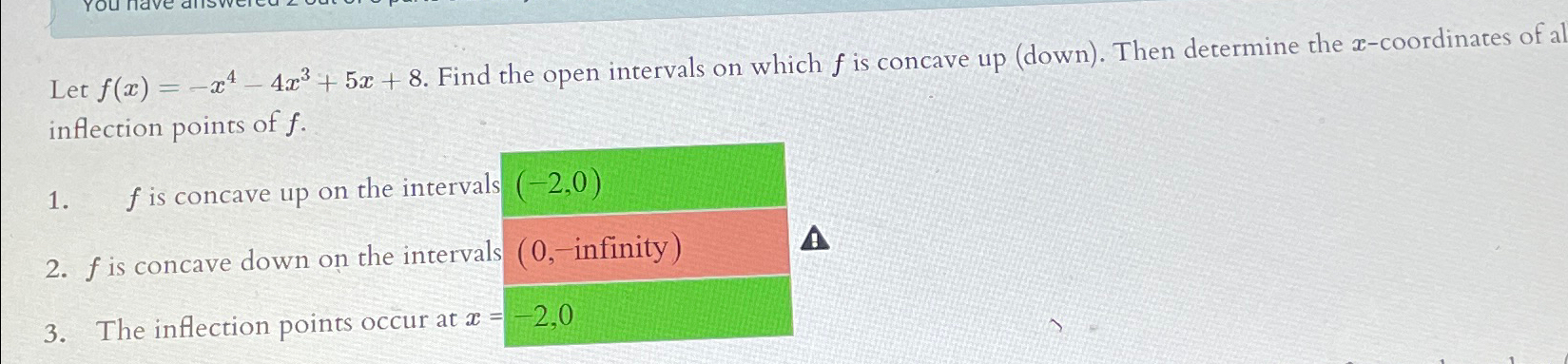 Solved Let f(x)=-x4-4x3+5x+8. ﻿Find the open intervals on | Chegg.com