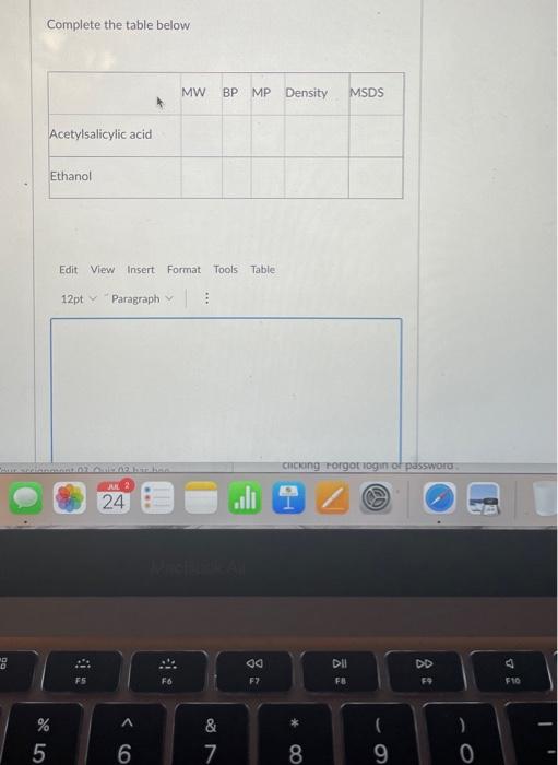 Solved Complete the table below | Chegg.com